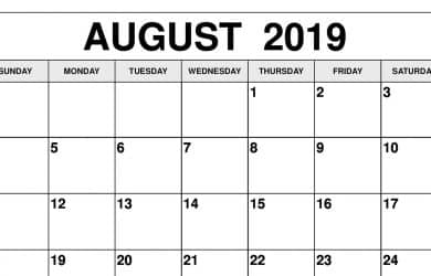 Printable 2019 Calendar - VLcalendar.Com