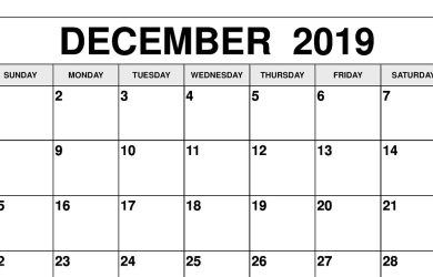 Printable 2019 Calendar - VLcalendar.Com