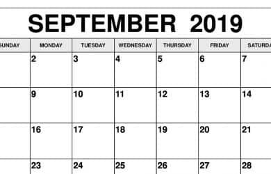 Printable 2019 Calendar - VLcalendar.Com