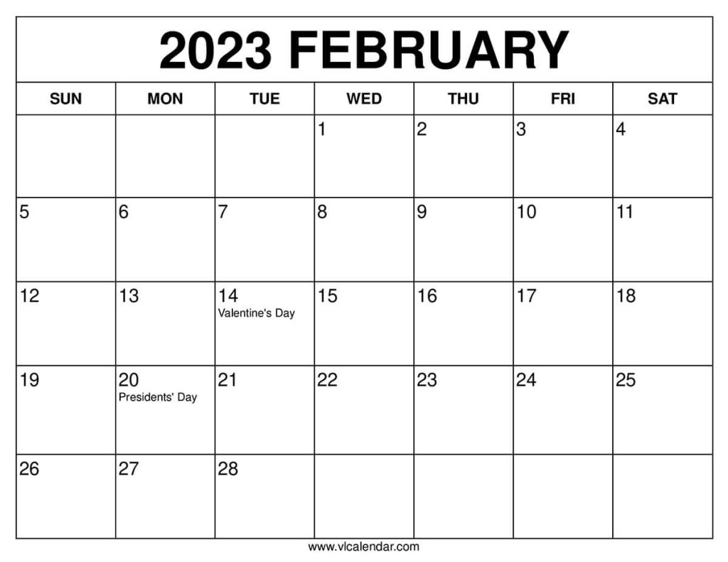 February 2023 Calendar Printable Templates with Holidays