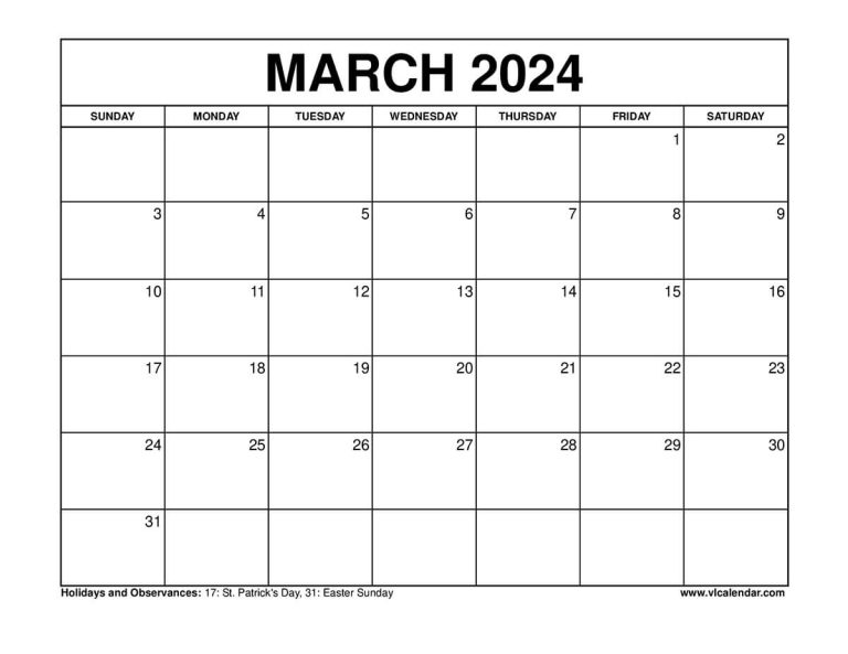 March 2024 Calendar Printable Templates with Holidays
