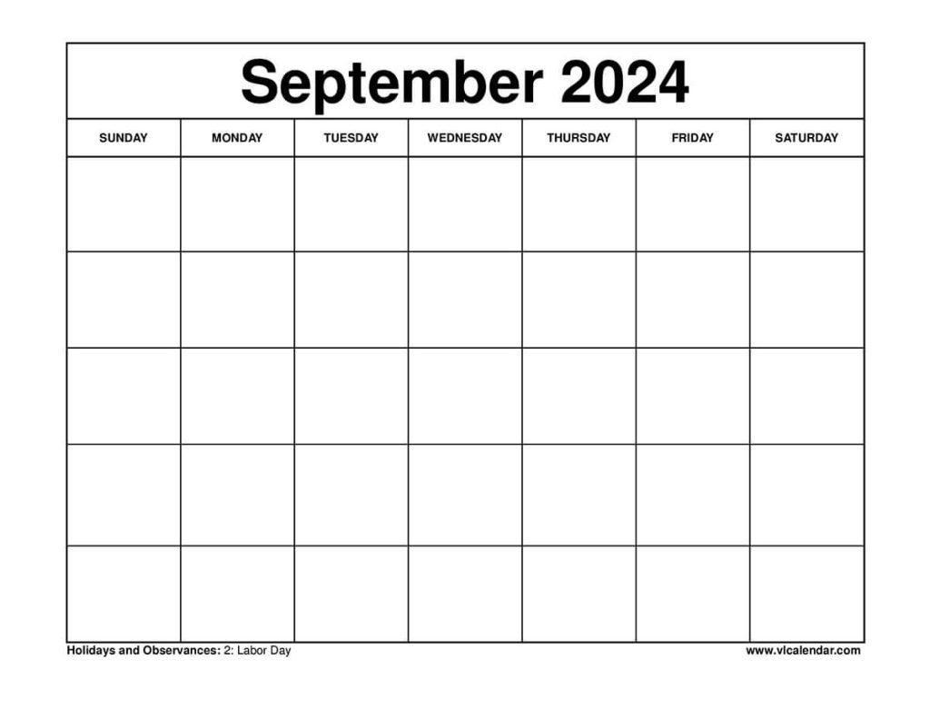 September 2024 Calendar Printable Templates with Holidays