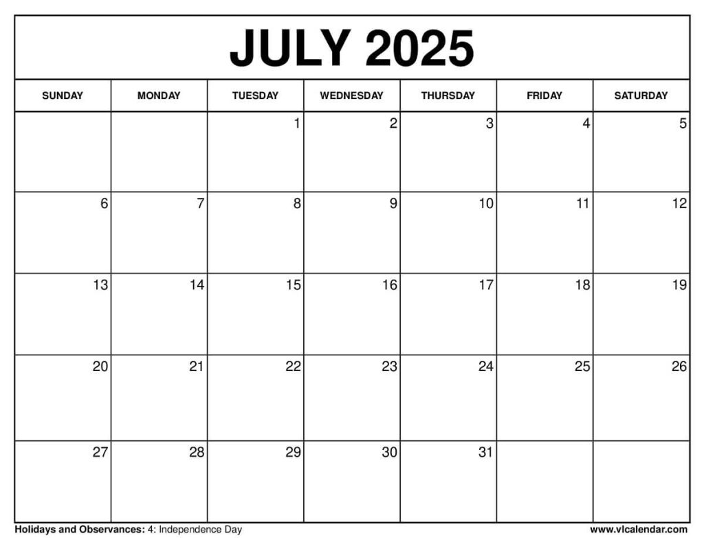 July 2025 Calendar - Free Printable Templates & Planning Guide