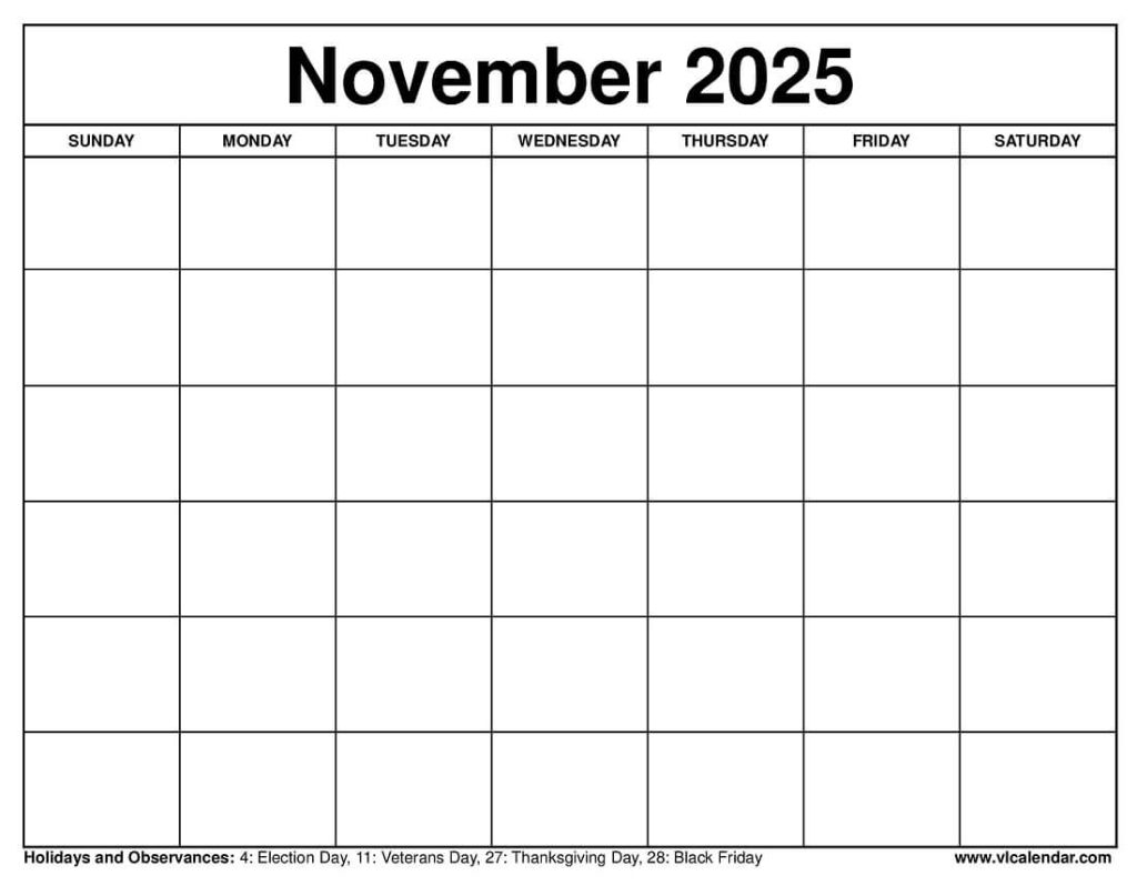 November 2025 Calendar - Free Printable Templates