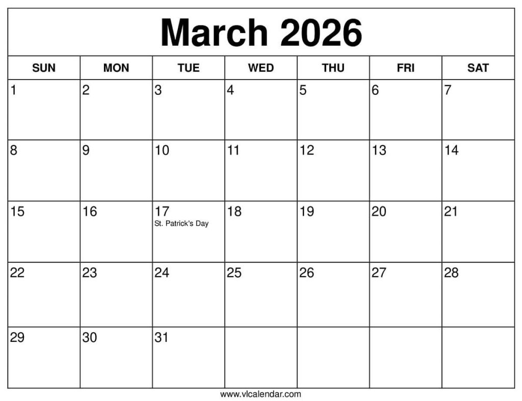 March 2026 Calendar: DST & Spring Guide